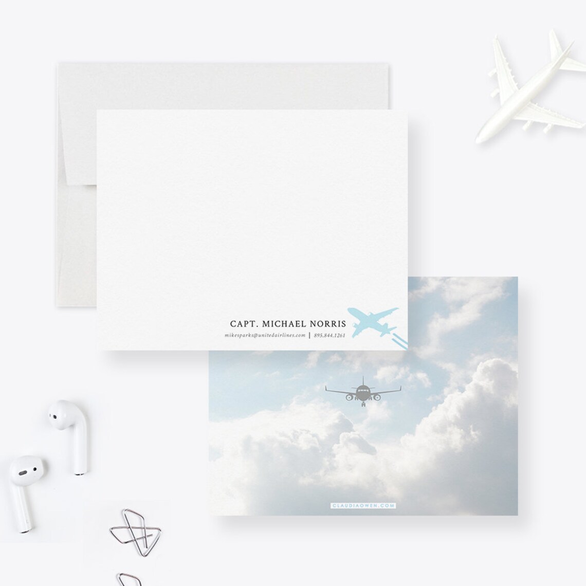 Personalized Airplane Note Card Set Aviation Plane - Etsy