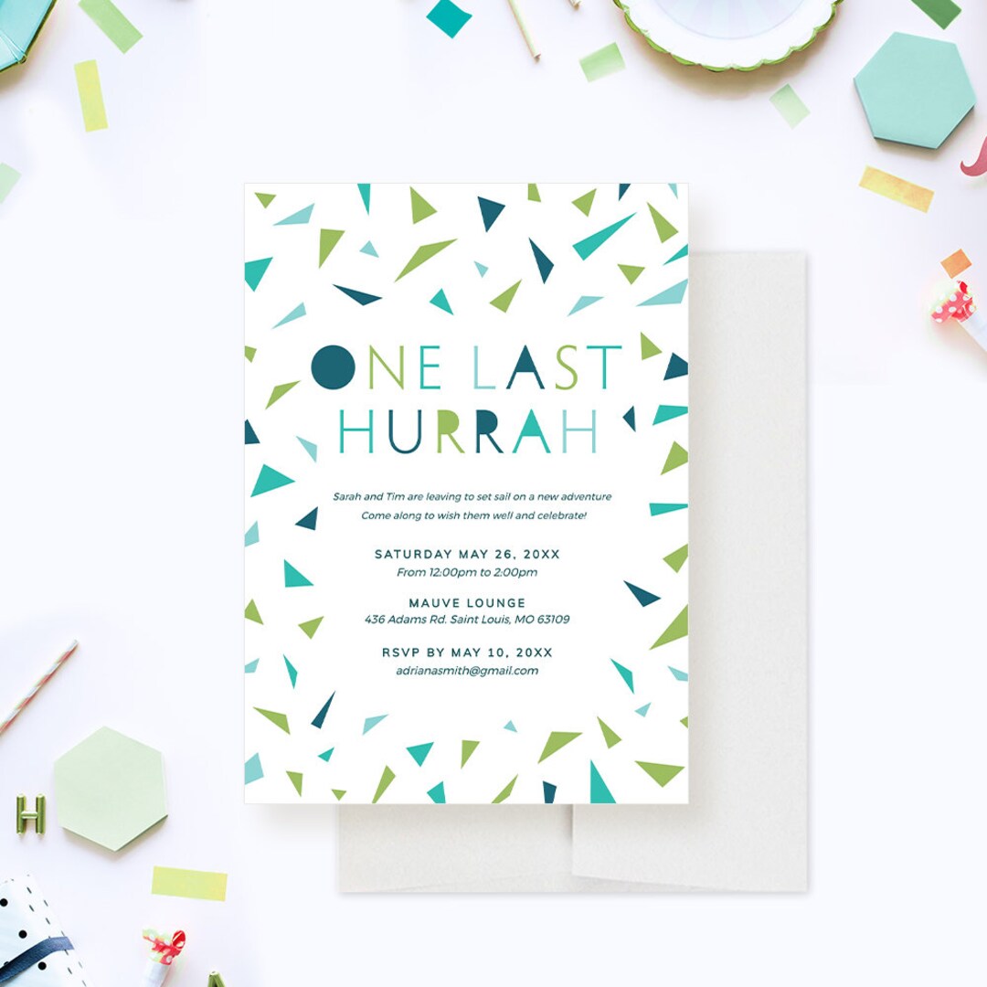 One Last Hurrah Goodbye Party Invitation Template, Colorful Farewell ...