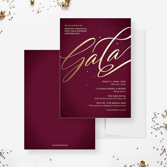 Gala Invitation Editable Template Formal Digital Download | Etsy