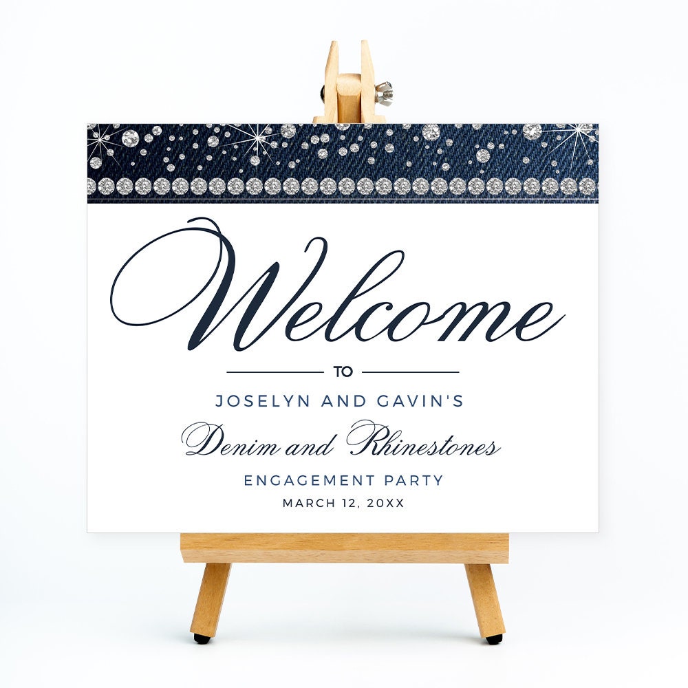 Denim and Diamonds Welcome Sign Digital Download Printable - Etsy