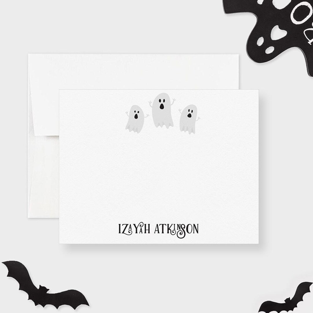 Halloween Ghost Thank You Cards Personalized Kids Stationery Set With ...