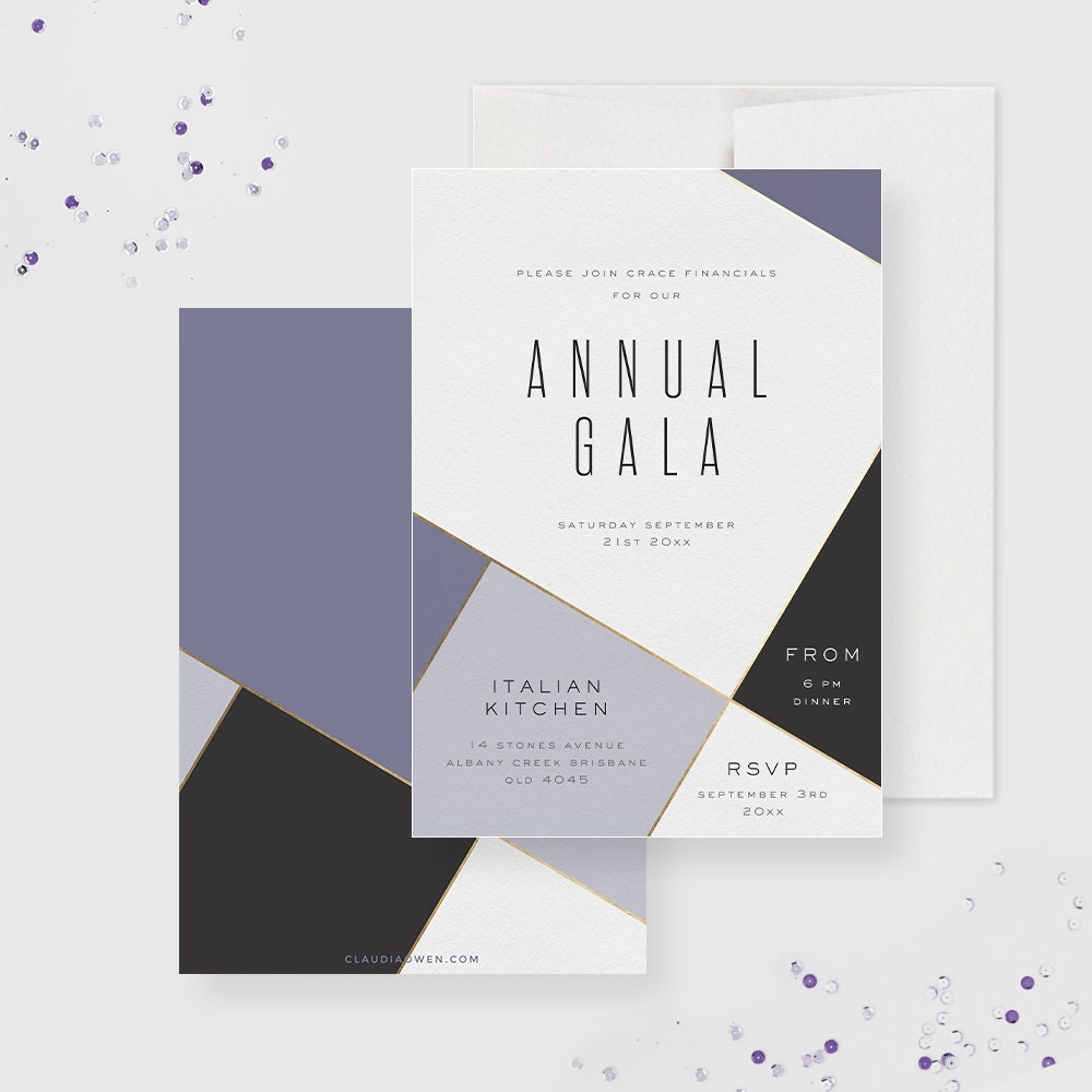 Dinner Party Printed Invitation Modern Corporate Business - Etsy