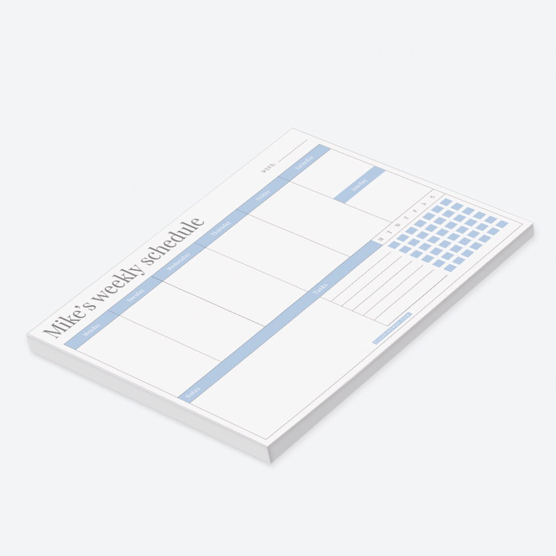 Weekly Schedule Notepad With Checklist Custom Weekly Planner - Etsy