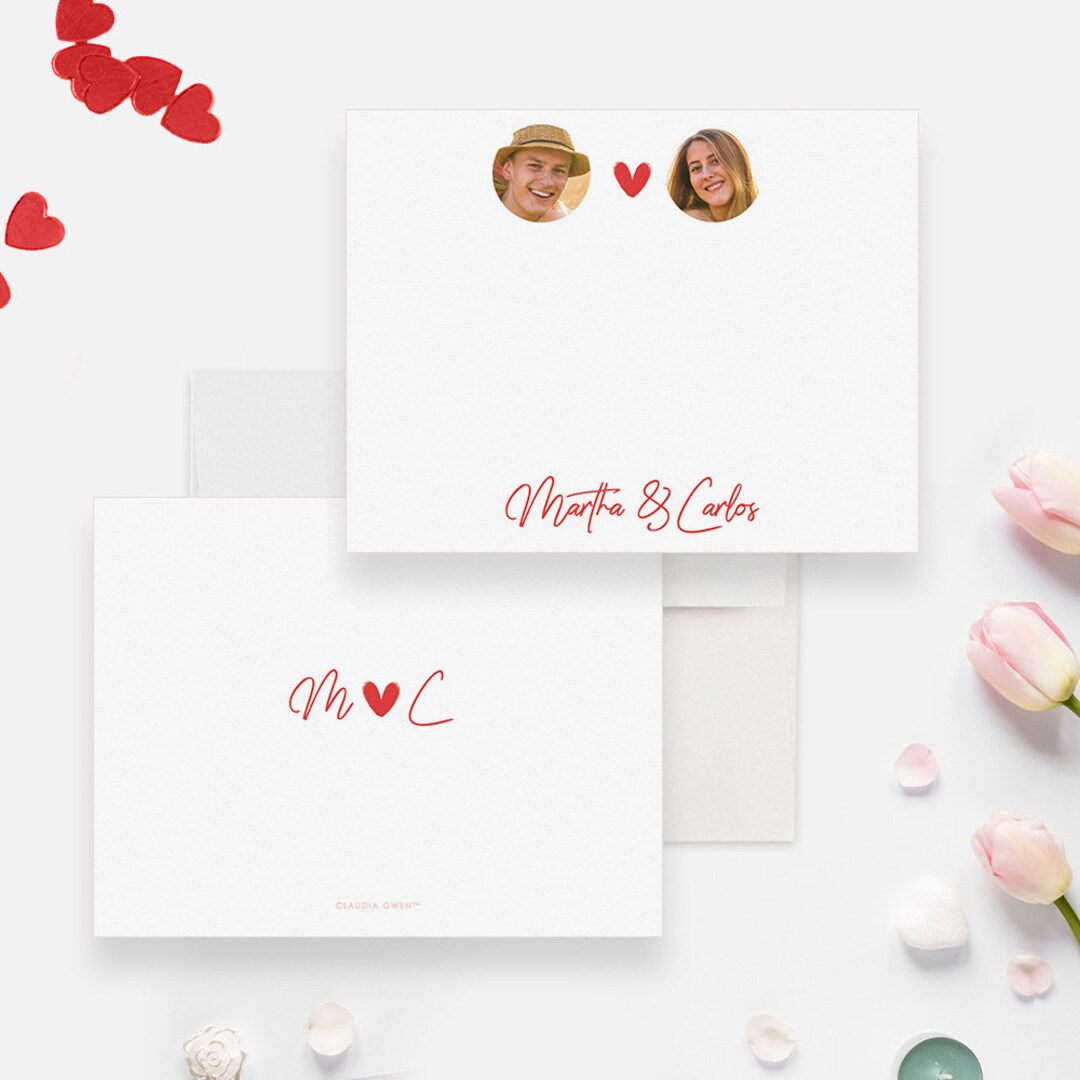 Custom Couples Note Card With Photo, Couples Shower Stationery Cards ...