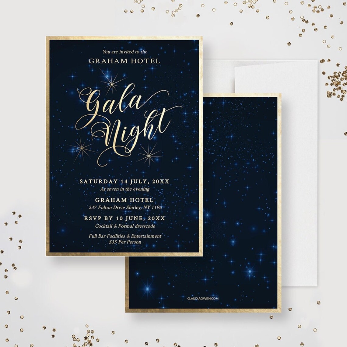 Gala Night Party Invitation Editable Template, Business Printable ...