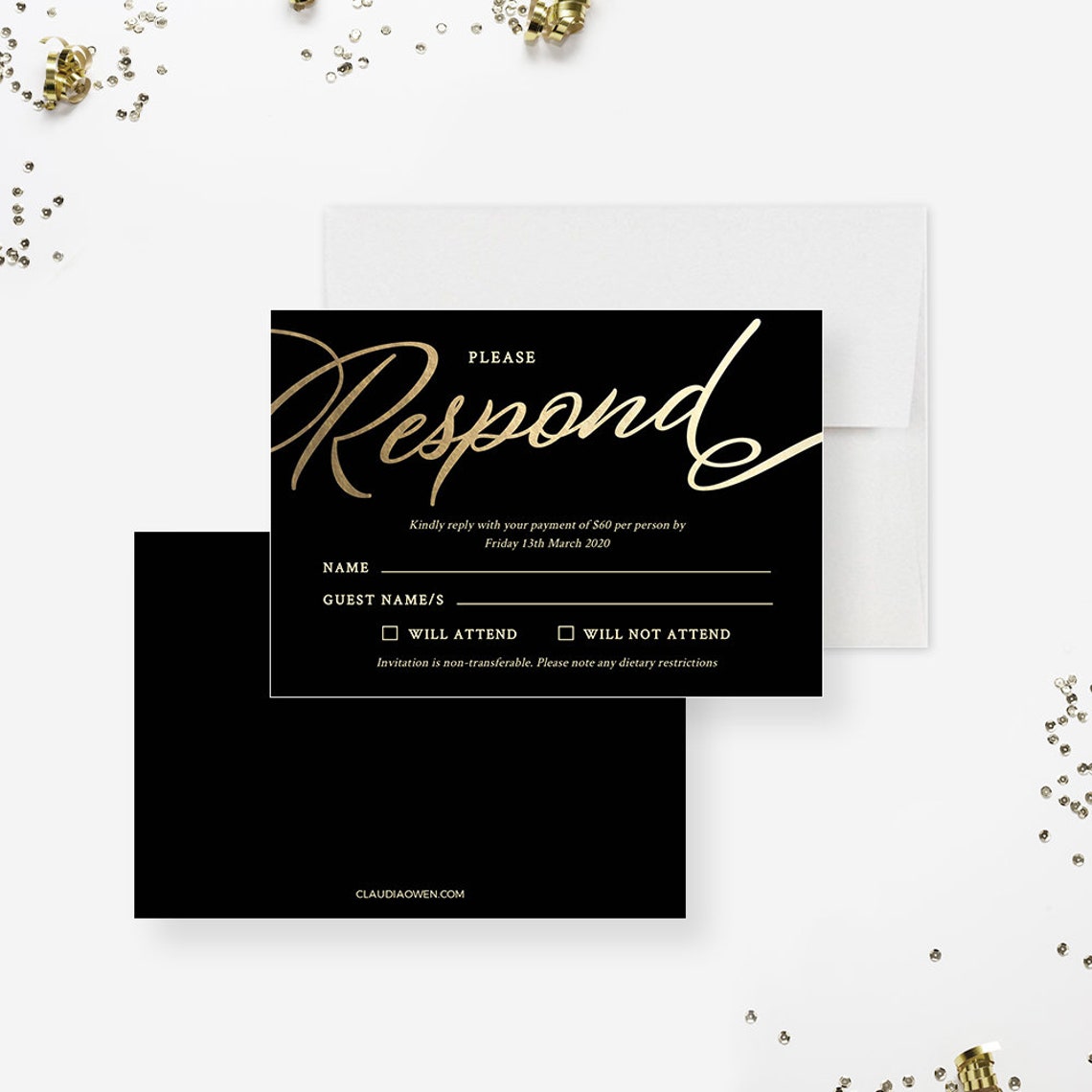 Gala Invitation Editable Template With Matching RSVP and - Etsy