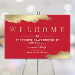 Elegant Gala Invitation Set in Red and Gold, Business Welcome Sign ...