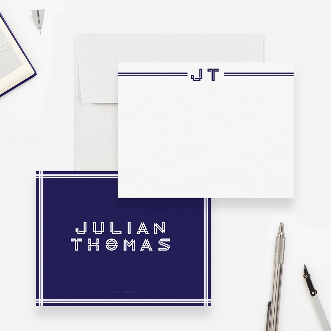 Monogram Note Cards Custom Modern Correspondence Stationery for Teens ...