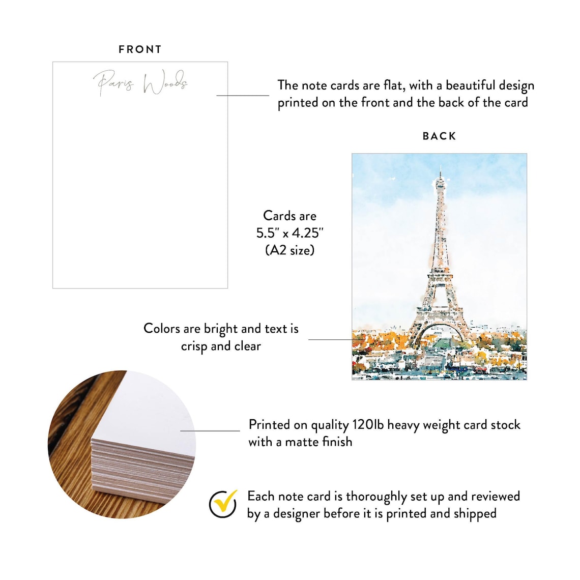 Eiffel Tower Personalized Note Card Custom Paris Themed Stationery Set ...