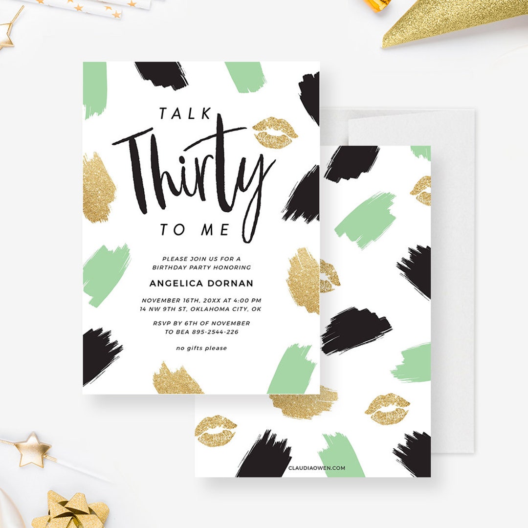 30th Birthday Party Invitation Talk Thirty to Me Printable Invites ...