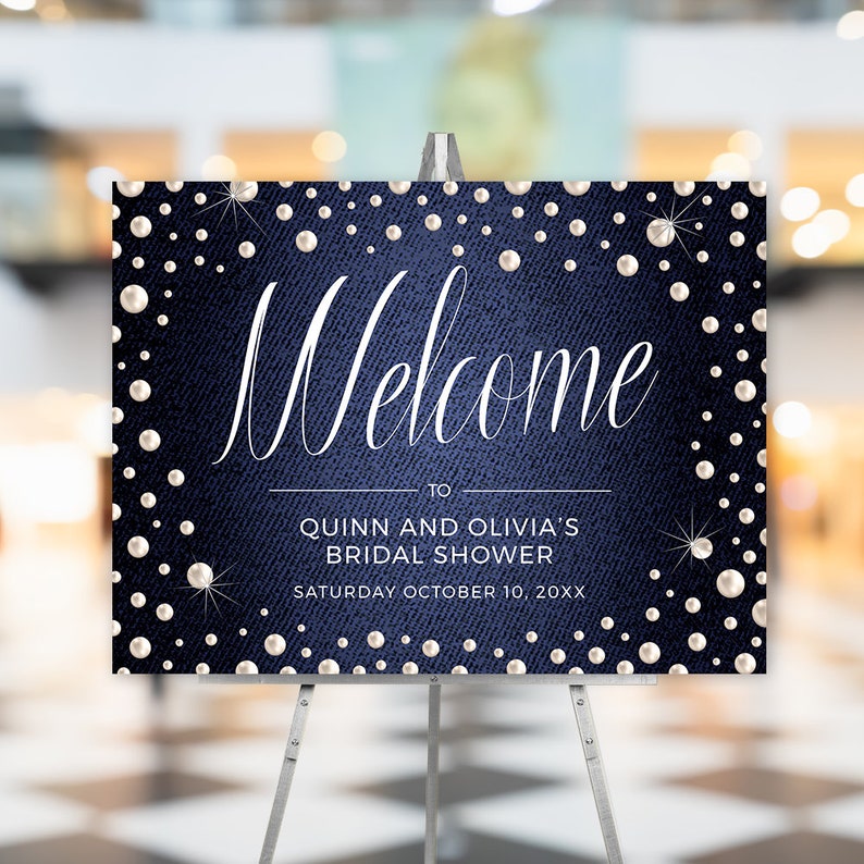 Denim and Pearls Welcome Sign Template Pearl Digital - Etsy