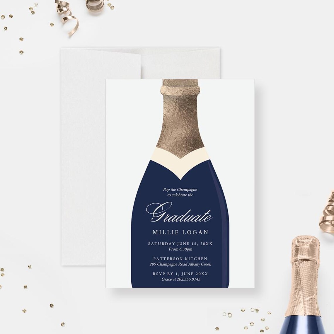 Pop the Champagne Party Invitation Editable Template, but First ...