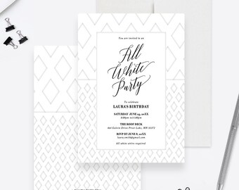All White Party Invitation White Party Invitation Summer - Etsy
