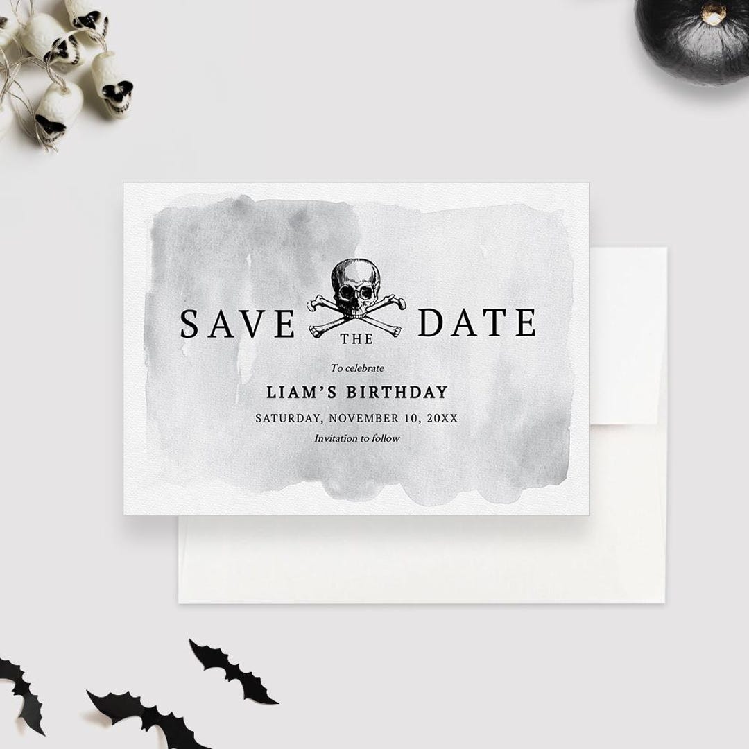 Save the Date Card for Death Birthday Party Editable Template, RIP 20s ...
