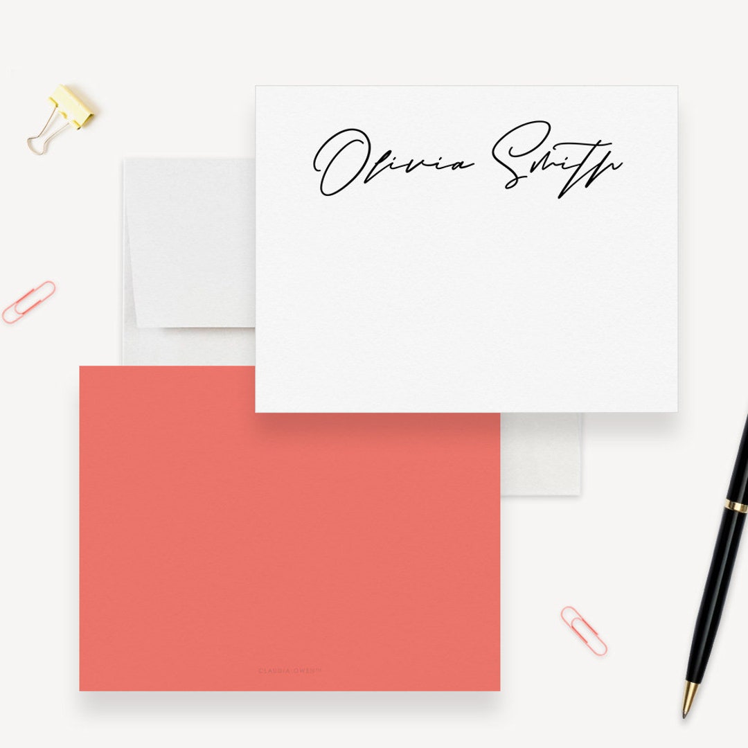 Coral Stationary Note Card Personalized Unique Women's Stationery ...