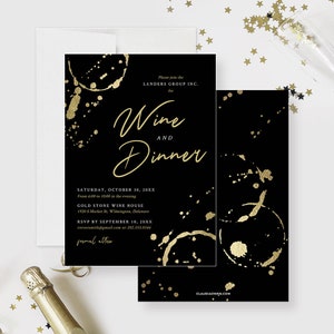 Wine and Dinner Invitation Template, Annual Dinner Invites Digital ...