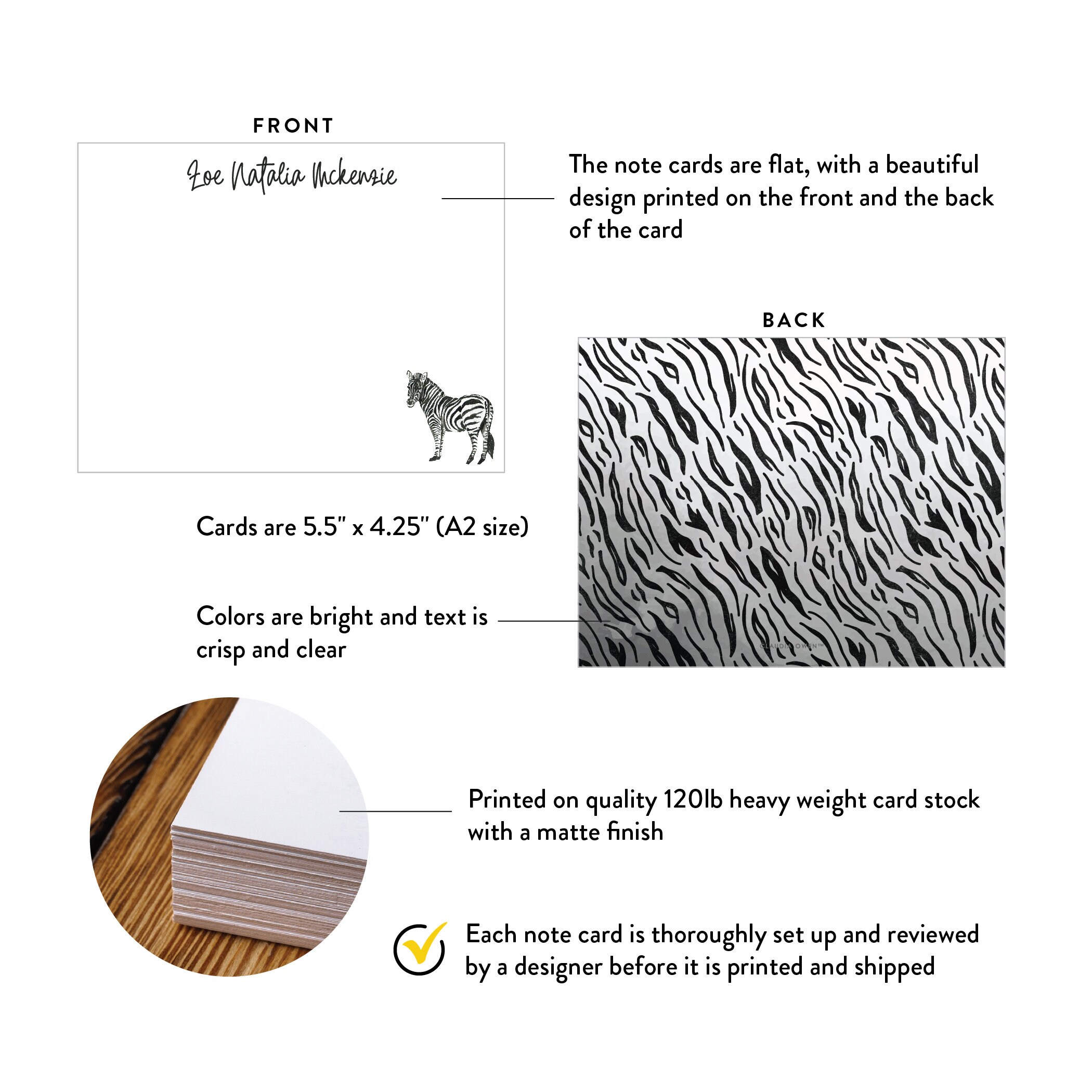 Personalized Zebra Note Card Set, Zoo Animal Stationery Set for Women ...