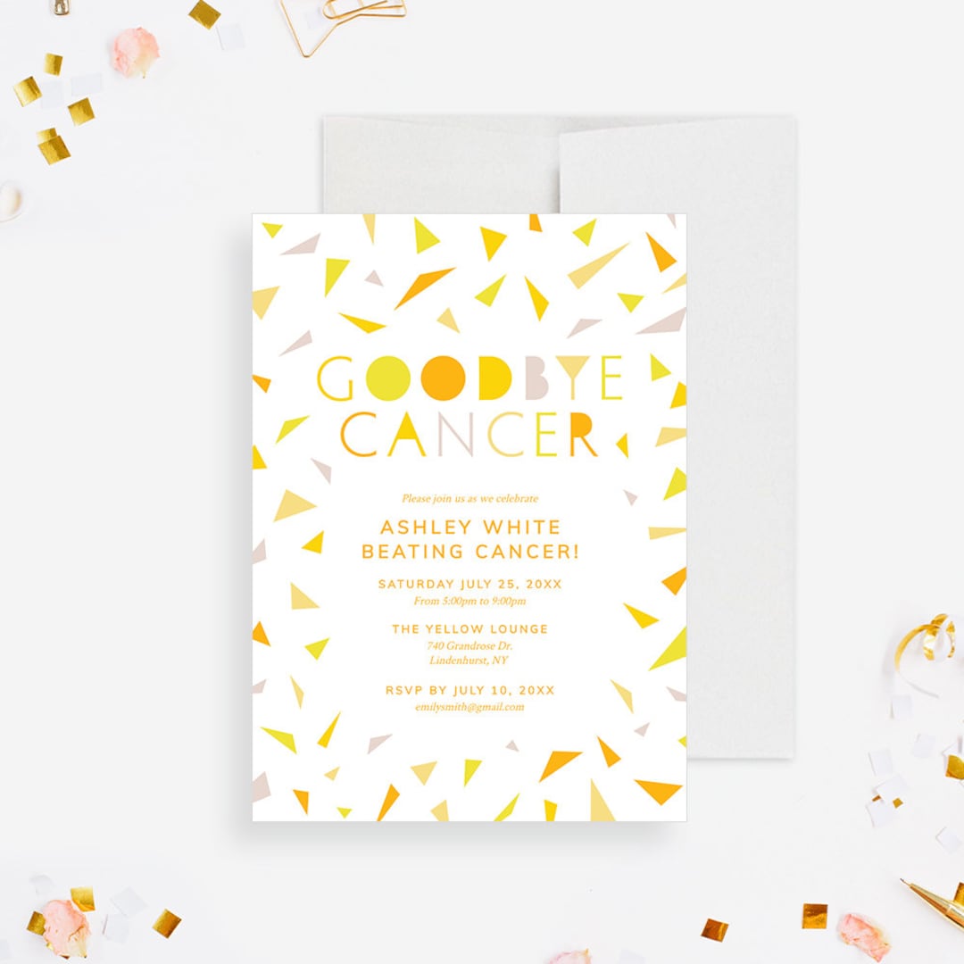 Goodbye Cancer Party Invitation Template in Yellow Shades, Cancer ...