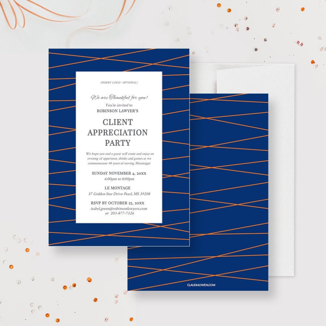 Client Appreciation Party Invitation Editable Template, Corporate ...