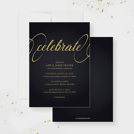 Elegant Adult Birthday Party Invitation Editable Template - Etsy