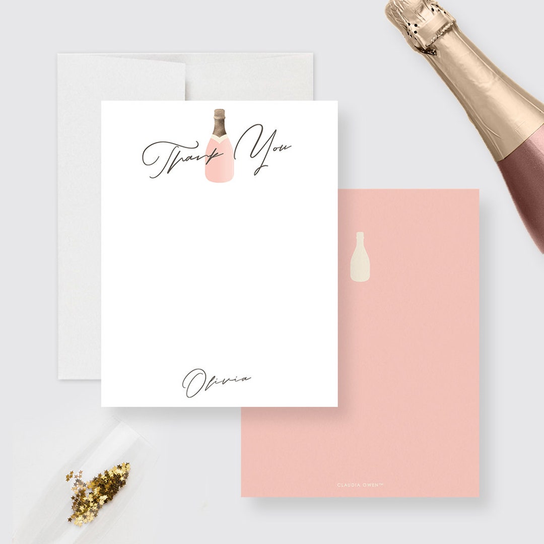 Champagne Birthday Thank You Cards, Pop the Champagne Stationary Set ...