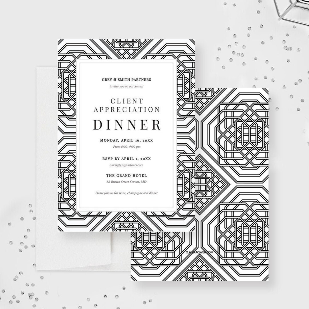 Client Appreciation Dinner Business Party Invitation Editable Template ...