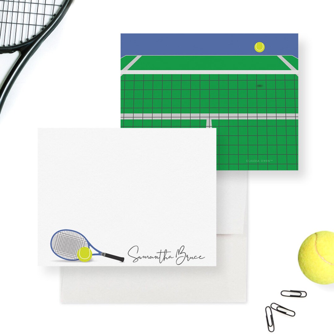 Personalized Tennis Note Cards, Custom Tennis Stationery Gifts for Her ...