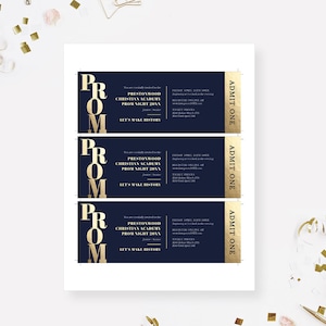 Prom Night Ticket Template, Junior Senior Prom Party Admission Ticket ...