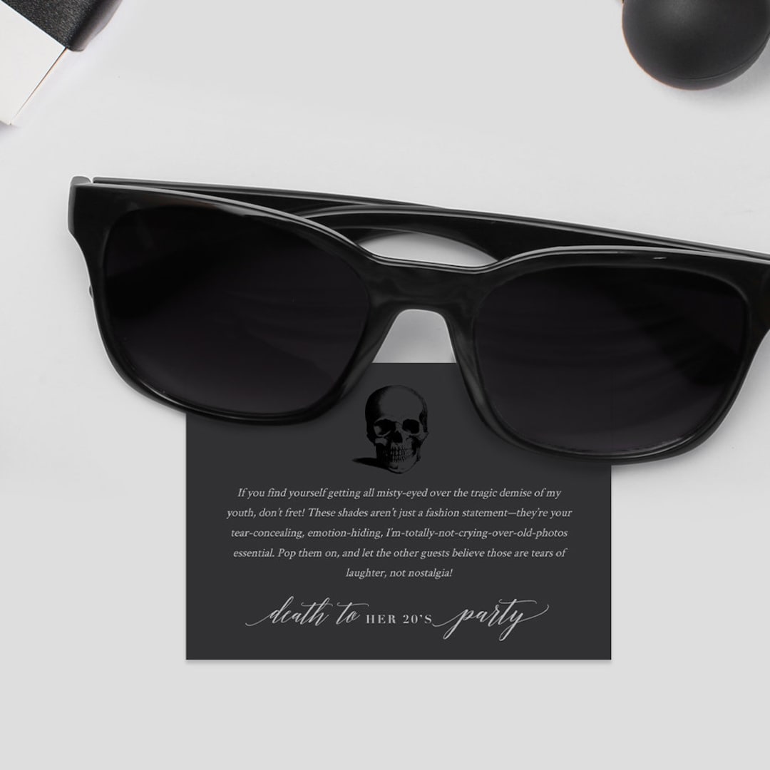 Funeral Birthday Party Favor Card to Go With Somber Sunglasses, Card ...