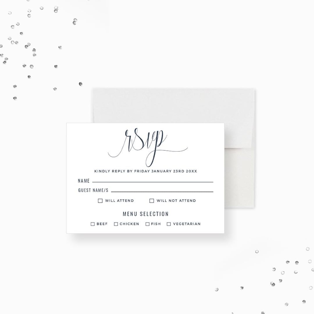 RSVP Card With Meal Choice Template, Printable RSVP With Menu Selection ...