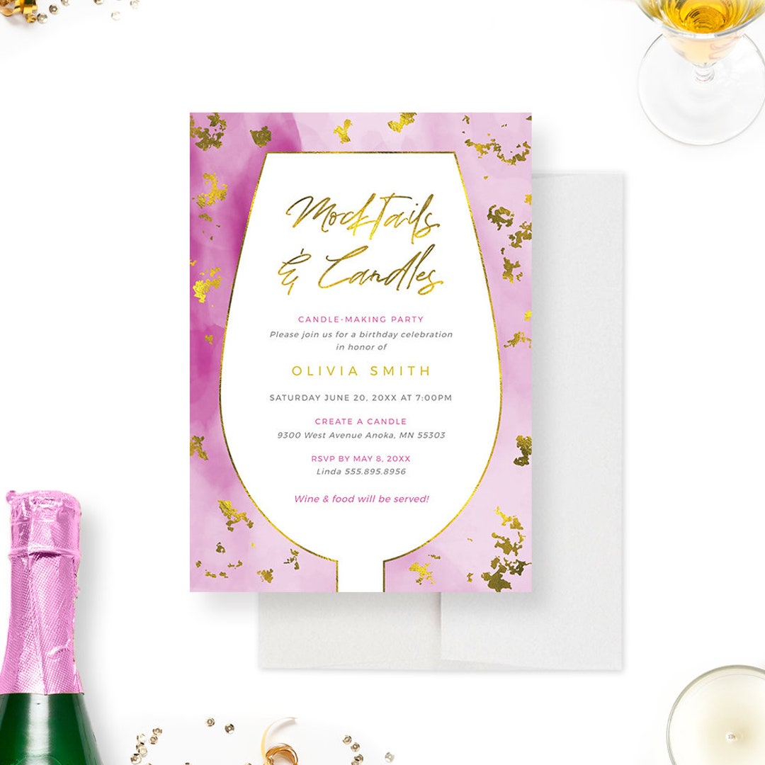 Mocktails and Candles Editable Party Invitation, Candle Making Template ...