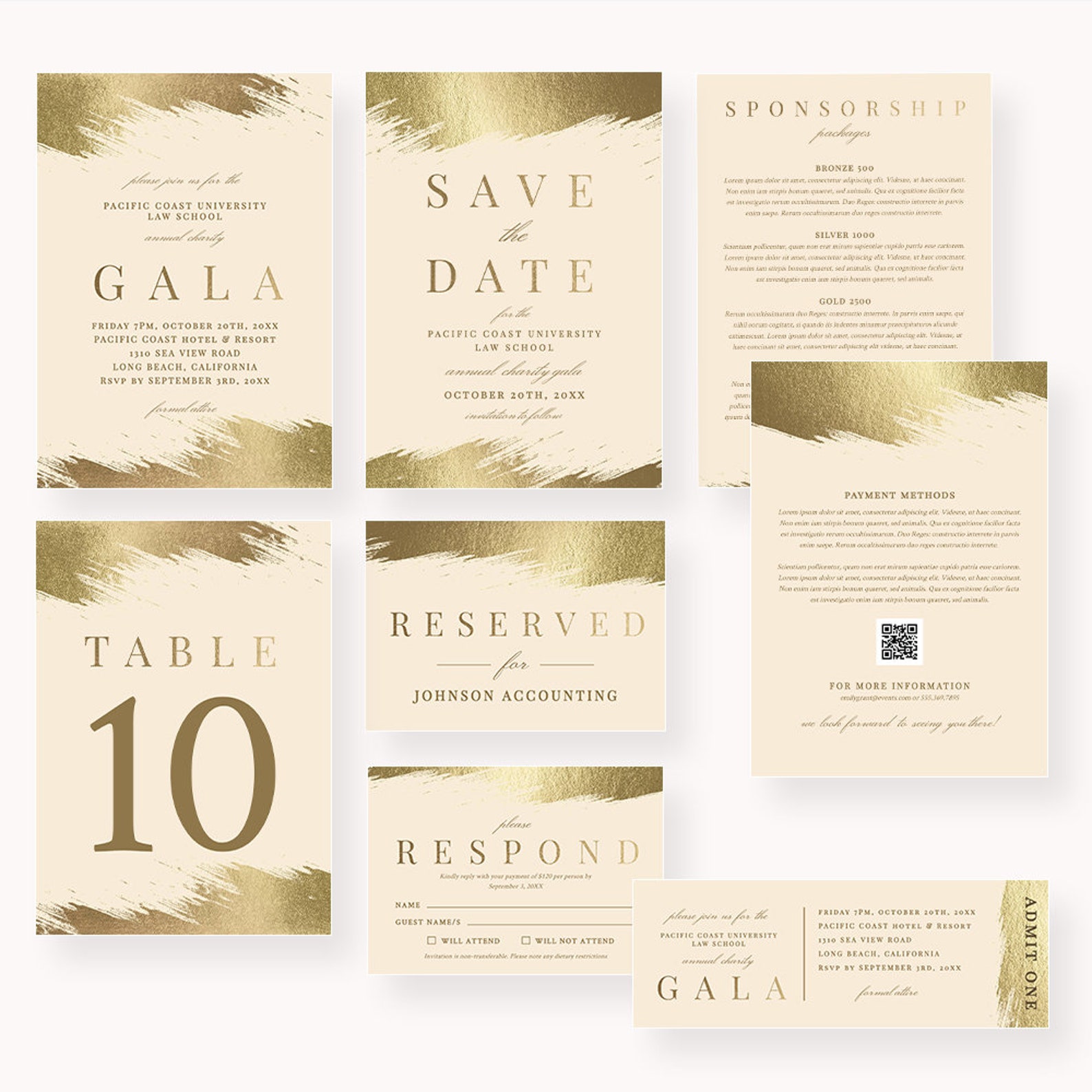 Charity Gala Party Invitation Template Set, Business Printable Digital ...