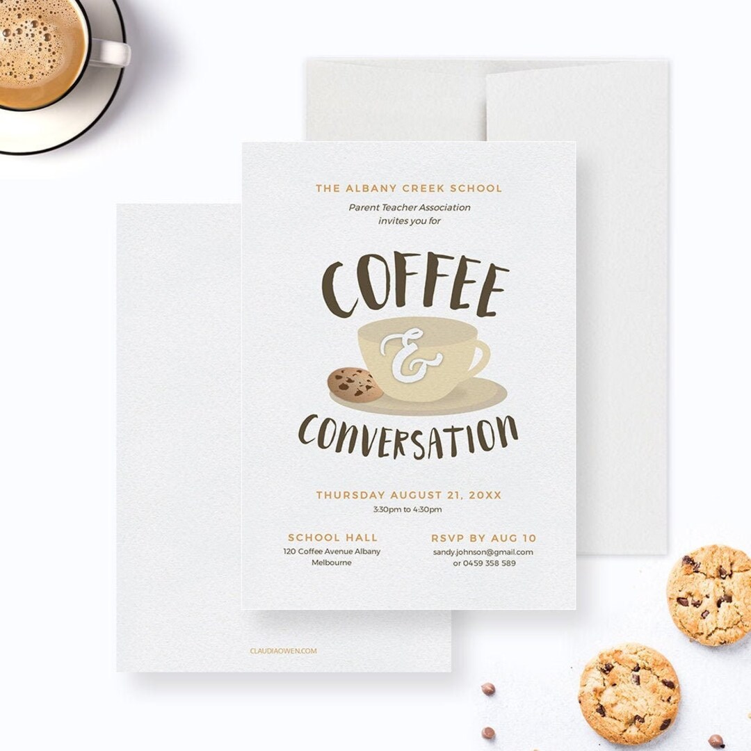 Coffee and Conversation Invitation Edit Yourself Template, Coffee and ...