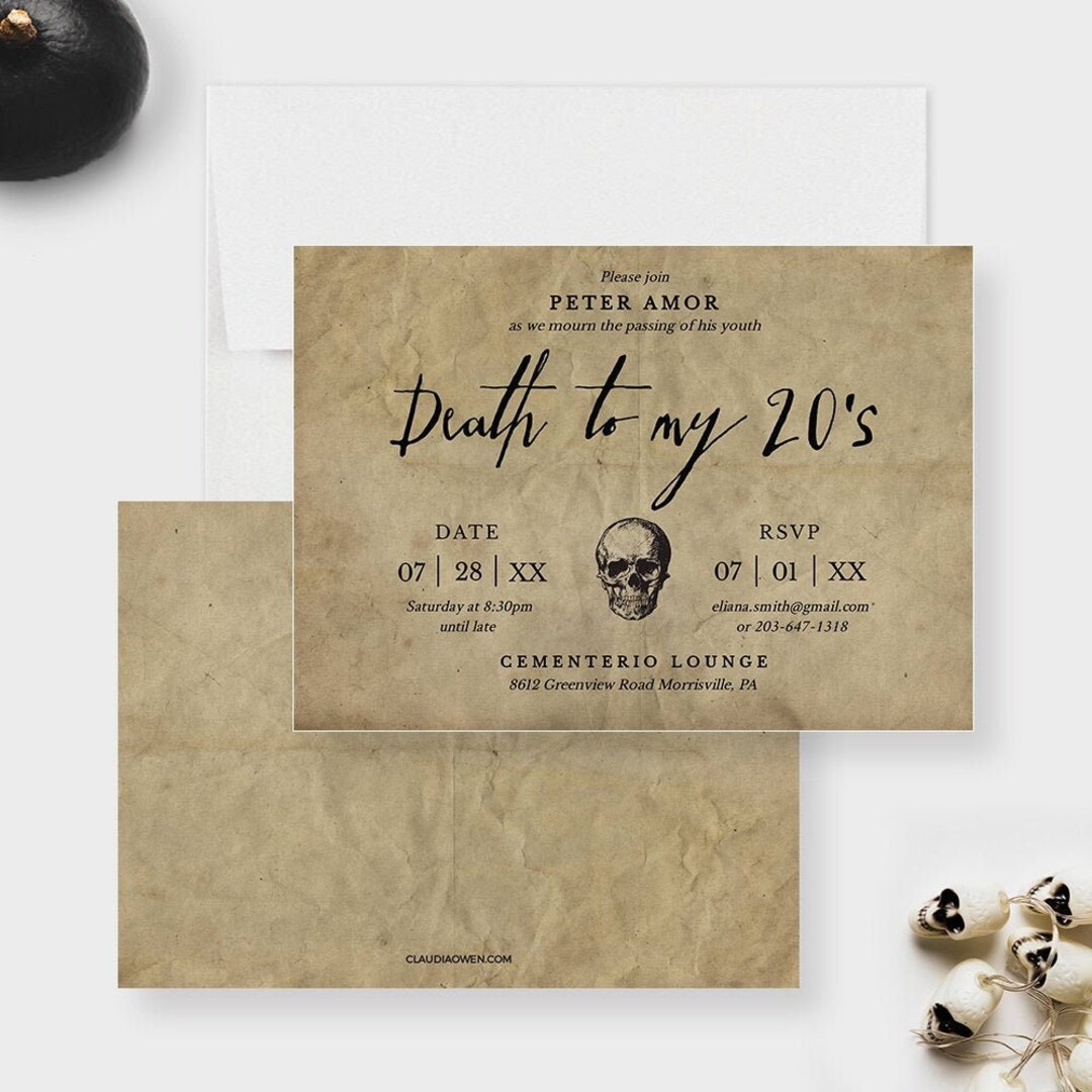 Death to My 20s Death Party Invitation Template, 30th Birthday ...