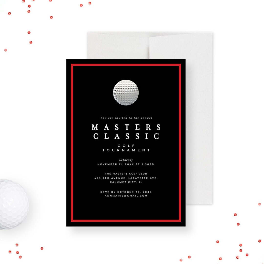 Golf Tournament Birthday Party Editable Invitation Template in Black ...