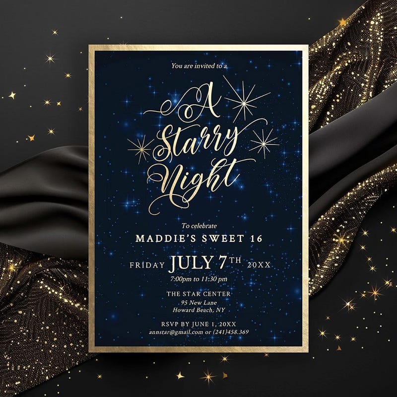 Starry Night Invitation - Etsy