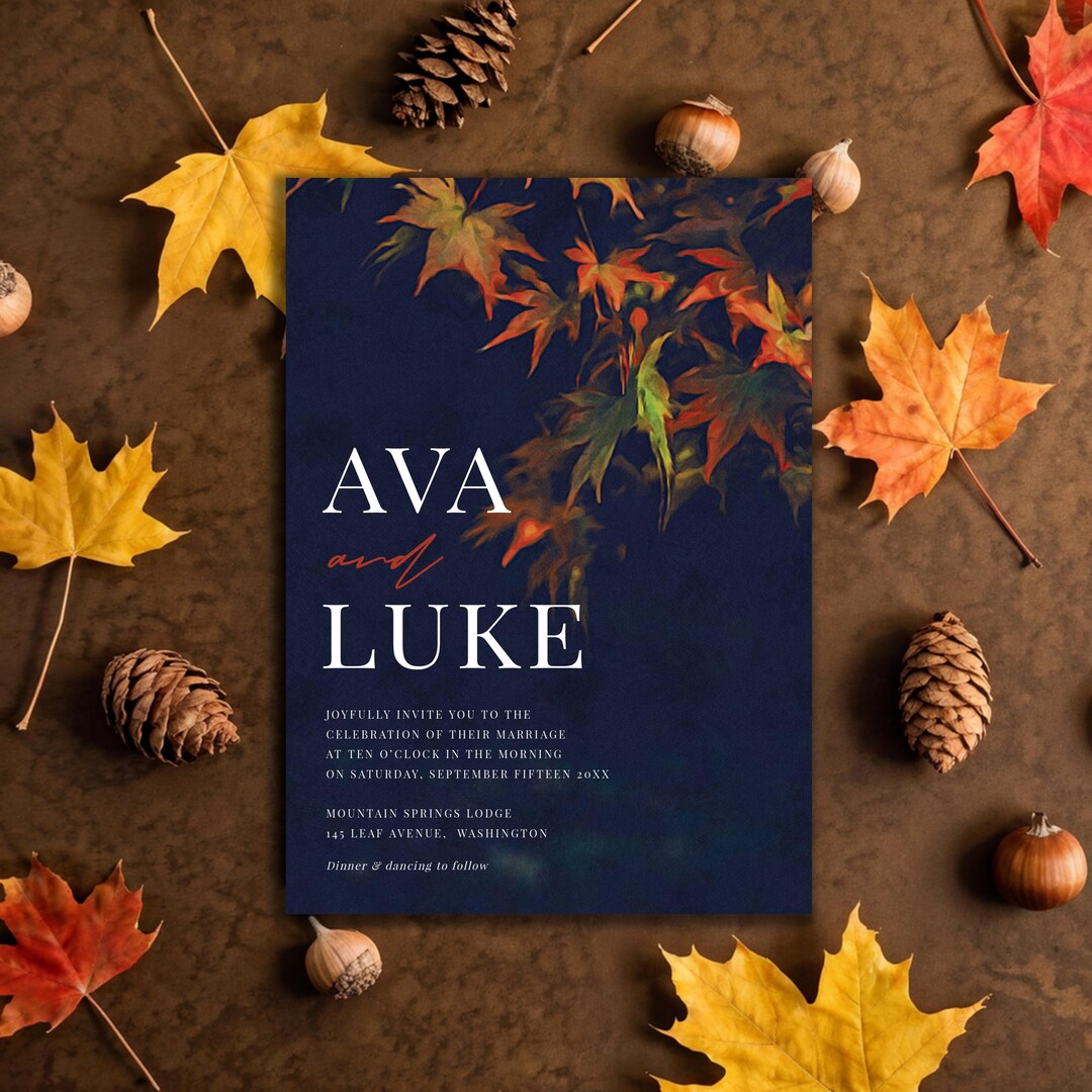 Fall Wedding Rehearsal Dinner Party Invitation Template, Autumn ...