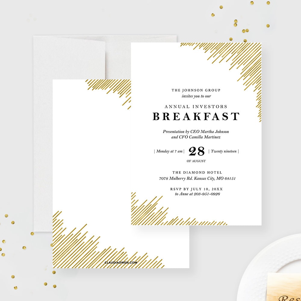 Formal Breakfast Meeting Invitation Elegant Corporate Work | Etsy