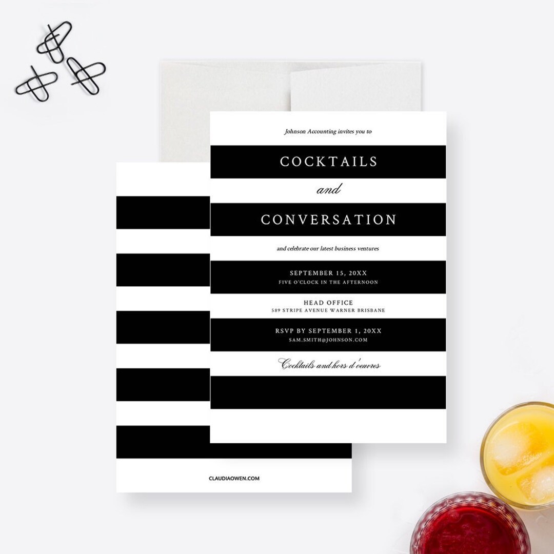 Business Cocktails and Conversation Invitation Editable - Etsy
