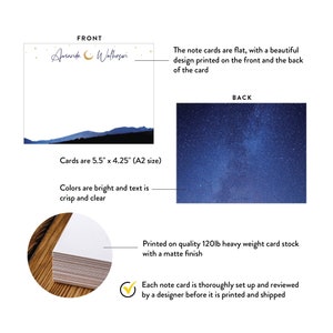 Personalized Crescent Moon and Stars Note Cards, Moon Thank You ...
