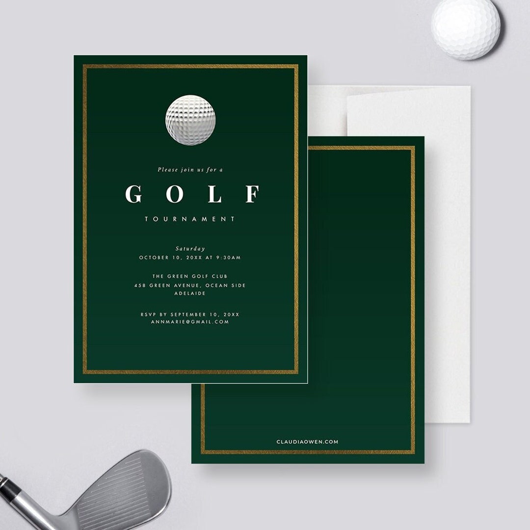 Golf Tournament Golf Ball Golf Birthday Invitation Mens Birthday Golf ...