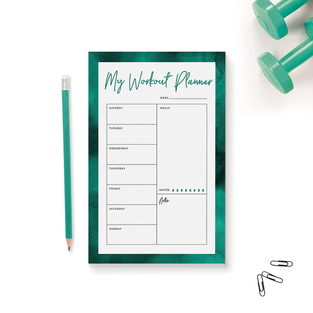 Workout and Meal Planner Notepad Custom Notepad Fitness - Etsy