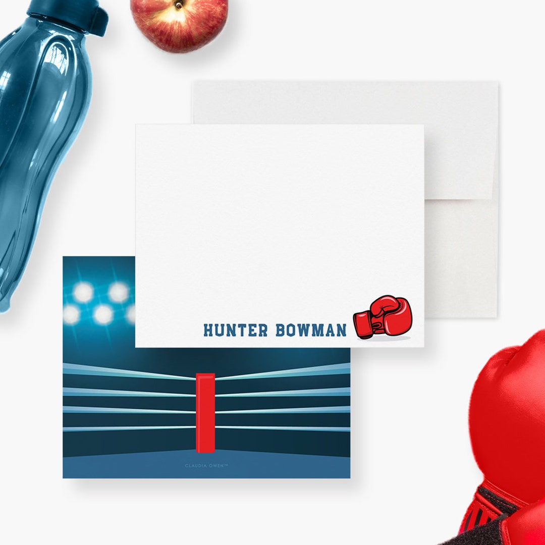 Personalized Boxing Note Card, Boxing Themed Birthday Thank You Cards ...