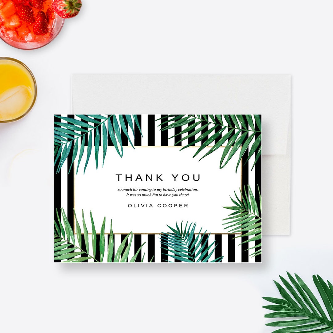 Tropical Thank You Note Template, Editable Thank You Card Digital ...