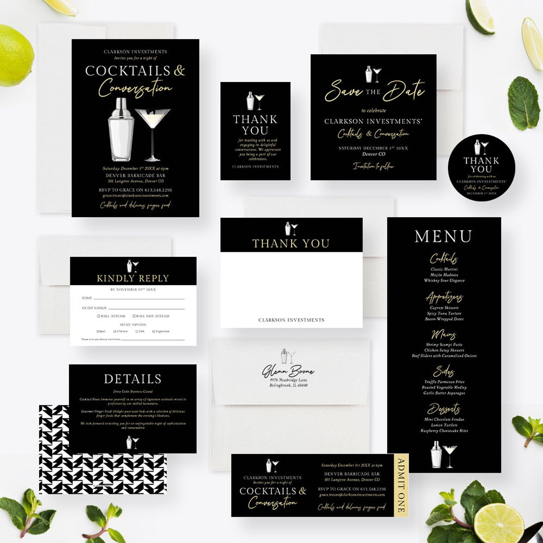 Cocktails and Conversation Invitation Card, Business Happy Hour ...