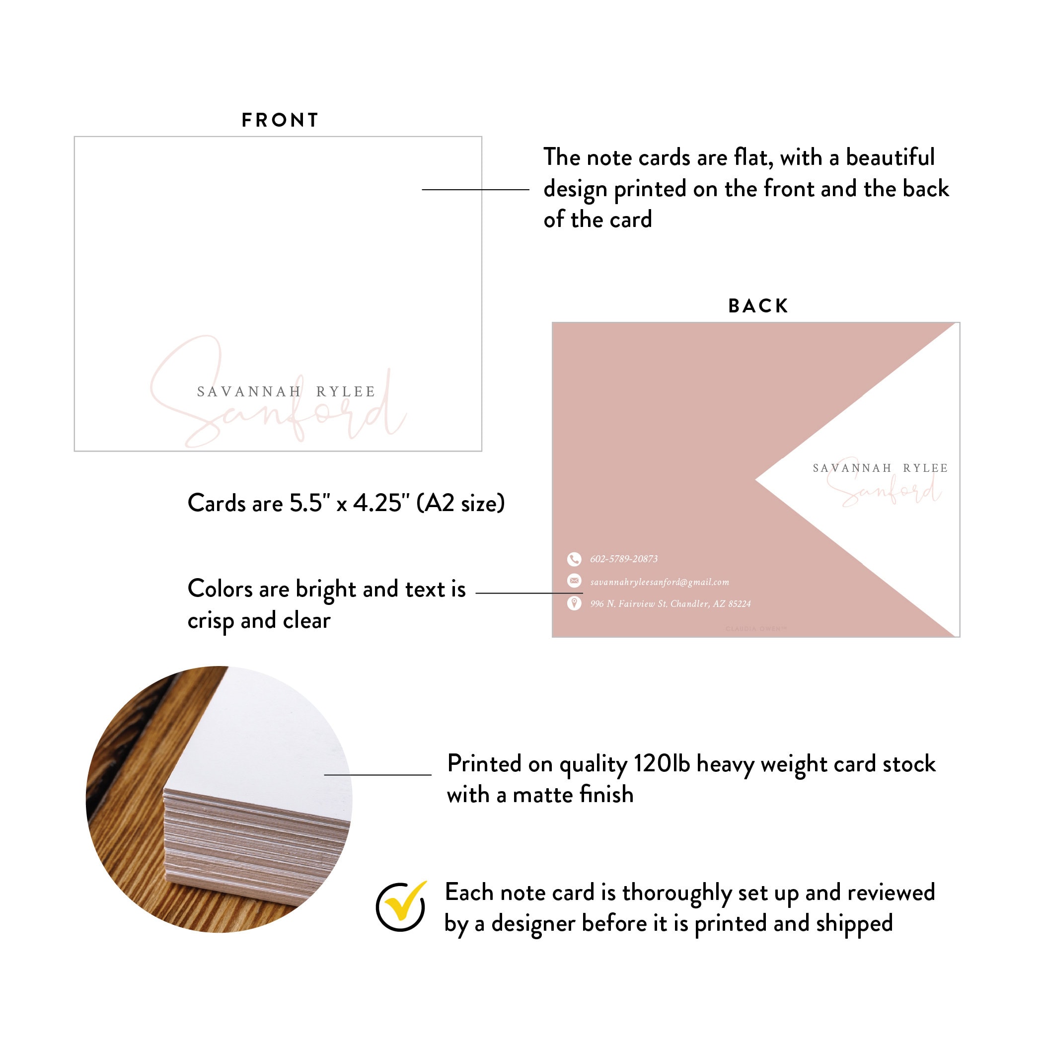 Personalized Professional Note Card With Envelopes, Office Stationary ...