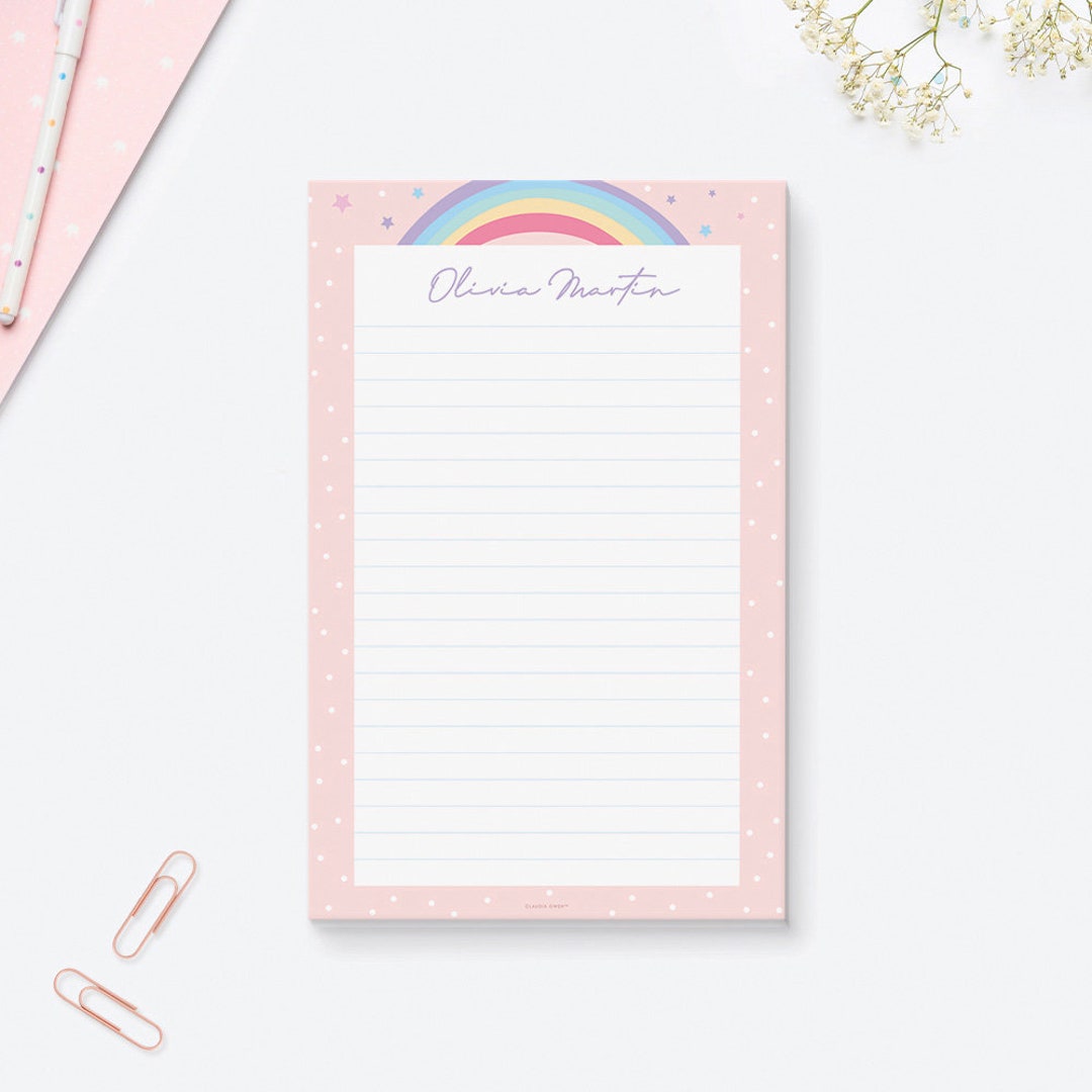 Personalized Rainbow Notepad, Children Writing Notepad for Girls ...