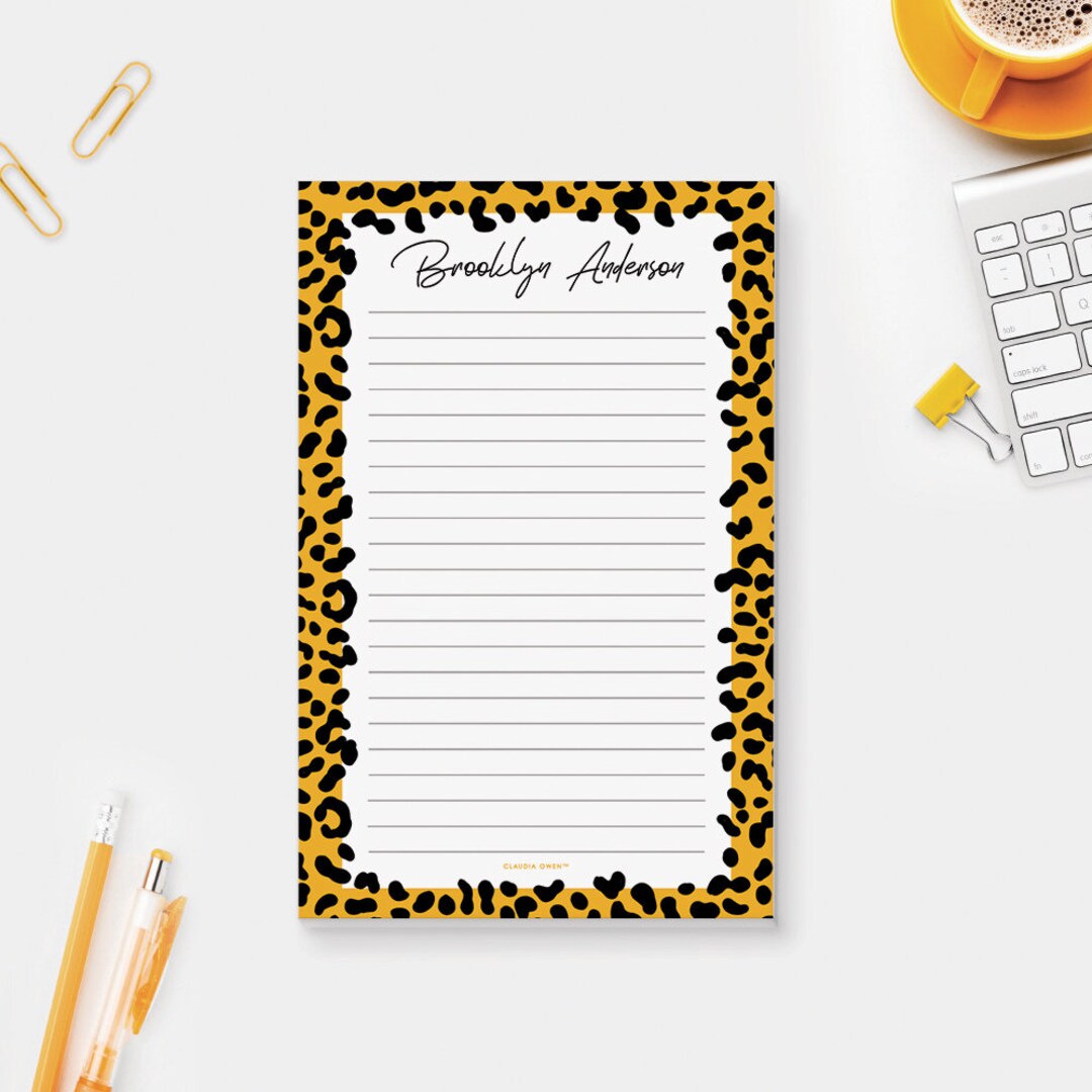 Leopard Notepad for Women, Animal Cheetah Print Stationery Personalized ...