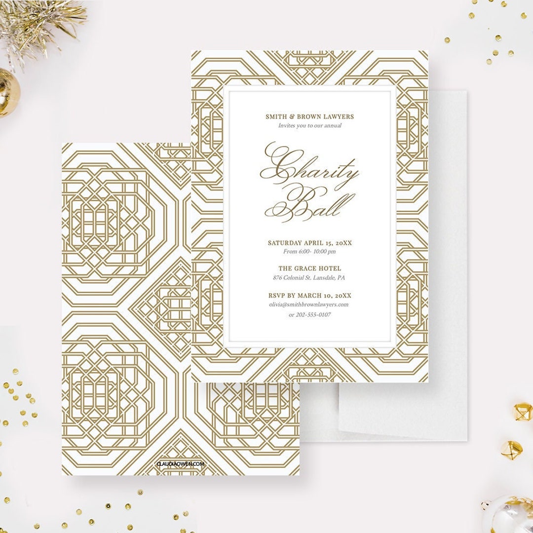 Charity Ball Party Editable Invitation Template, Fancy Formal ...
