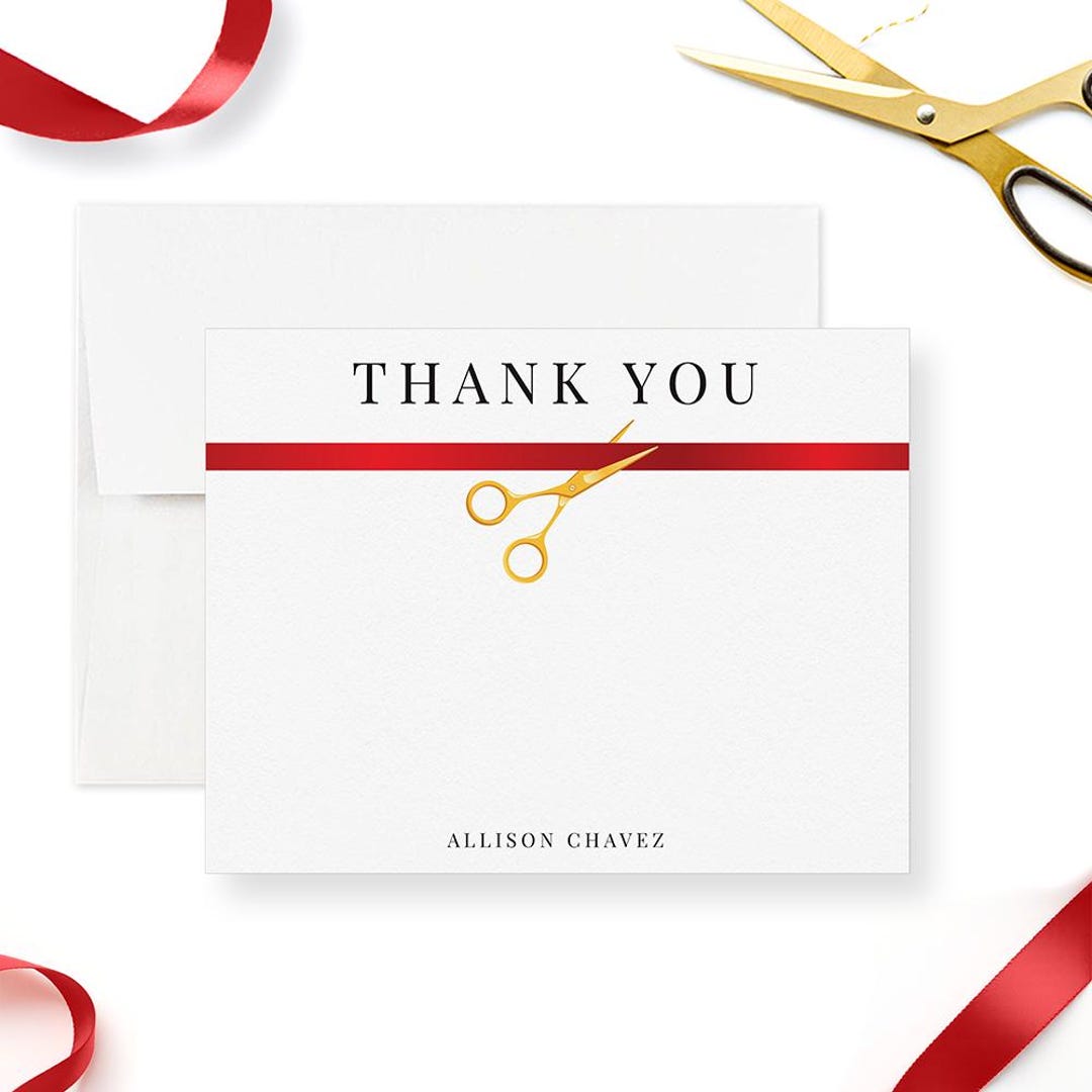 Grand Opening Thank You Cards Personalized Ribbon Cutting Stationery ...